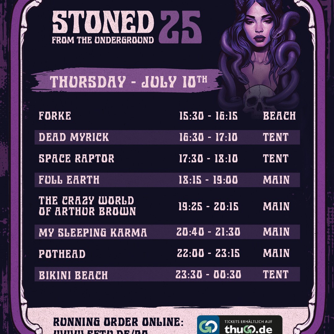 Running Order online! | STONED FROM THE UNDERGROUND